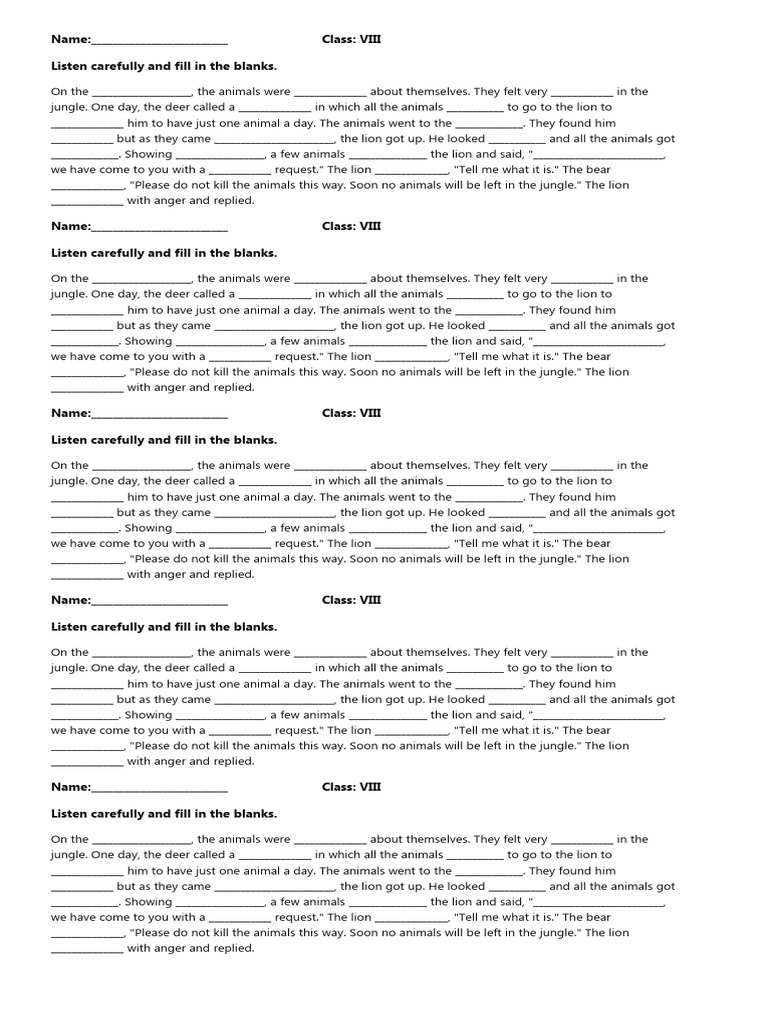 Listening ACTIVITY | PDF | Lion