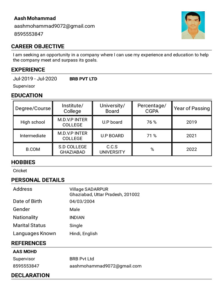 Resume - AAS MOHD - Format1 | PDF
