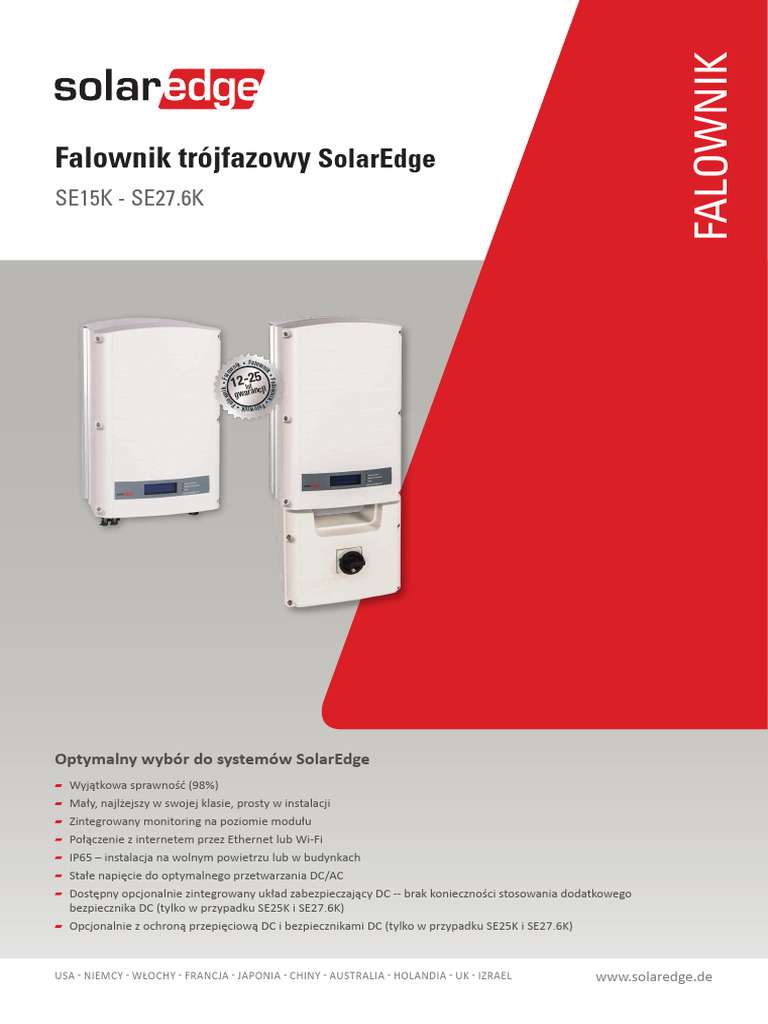 Falowniki - Trojfazowy - SolarEdge 15-27 - KWP | PDF