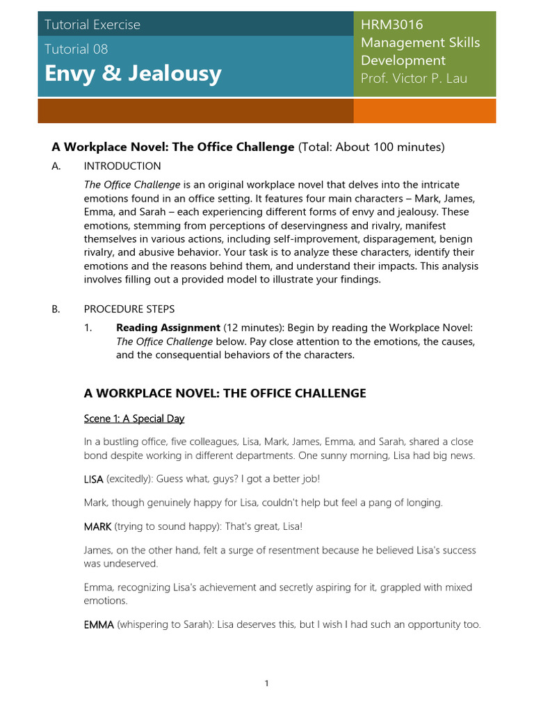 Analyzing Envy and Jealousy in the Workplace | PDF | Jealousy | Envy