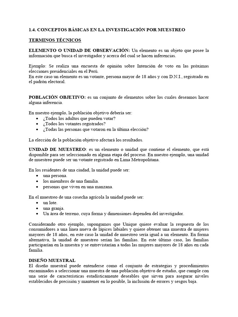 3, Conceptos Básicos de La Teoría de Muestreo | PDF | Muestreo (Estadísticas) | Cognición