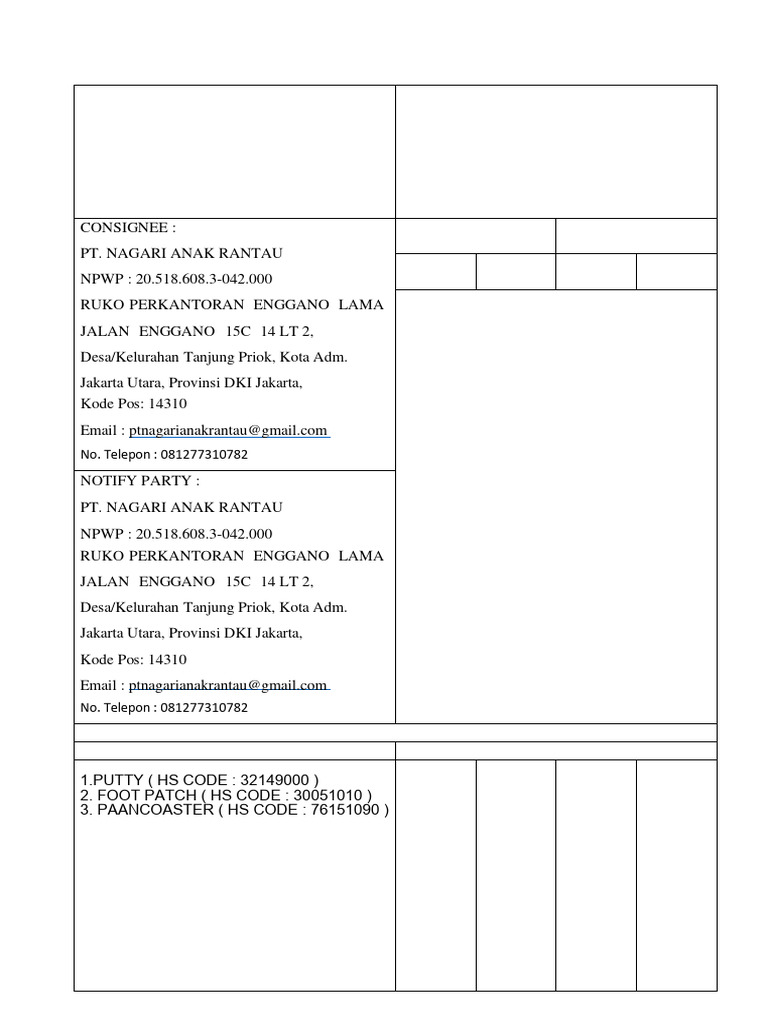 Consignee Notify Party) | PDF