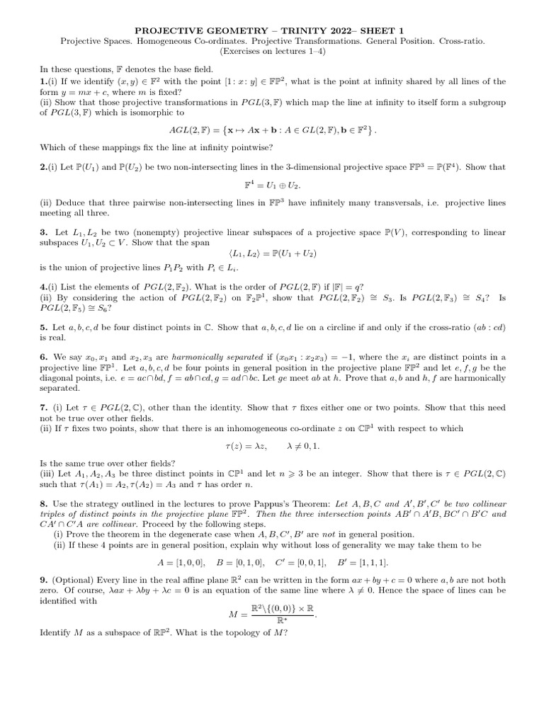 22 Sheet 1 | PDF | Topology | Projective Geometry