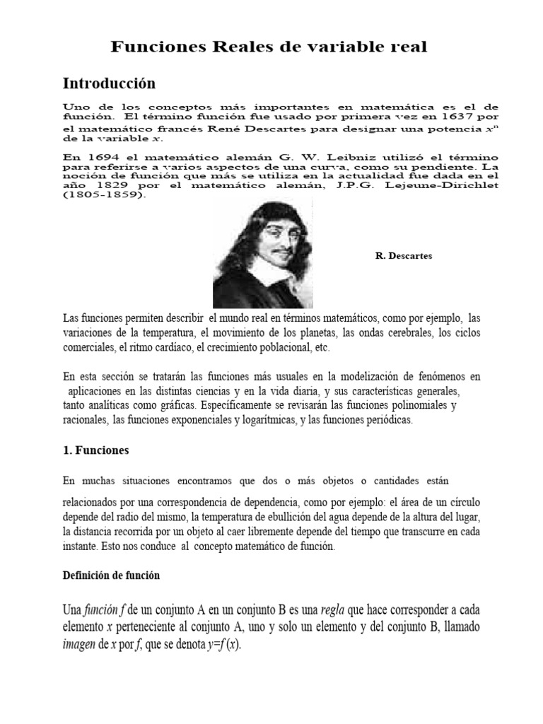 Funciones Reales de Variable Real | PDF | Función (Matemáticas) | Variable (Matemáticas)