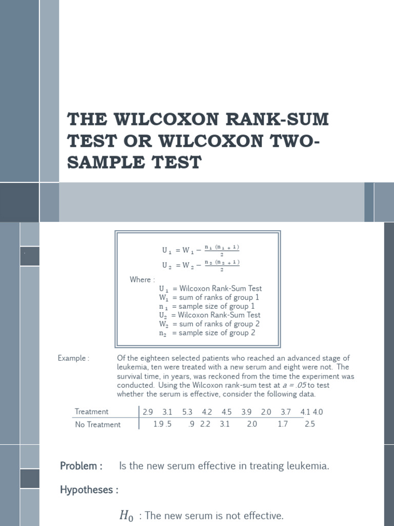 The Wilcoxon Rank-Sum Test or Wilcoxon Two-Sample Test | PDF | Mann ...