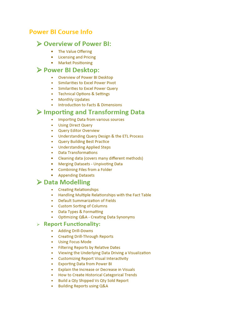 Power Bi Topics | PDF | Microsoft Excel | Function (Mathematics)