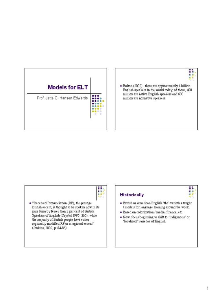 Models For ELT | PDF | English Language | Vowel