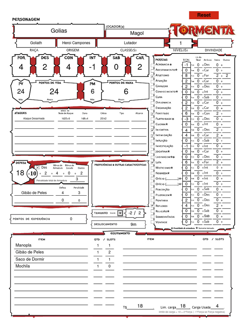 Habilidades e Itens de Golias em RPG | PDF
