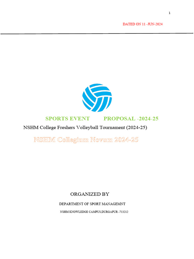Event Proposal Volleyball Tournament For Freshers | PDF | Sports