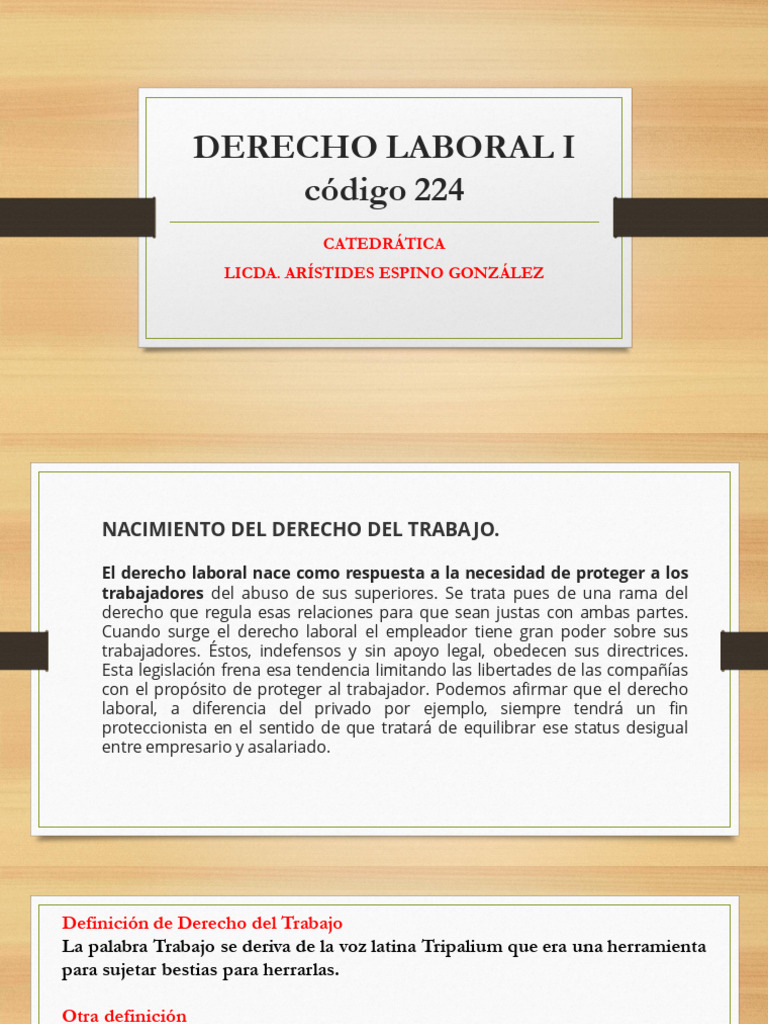 Diapositivas de Derecho Laboral I | PDF | Derecho laboral | Salario