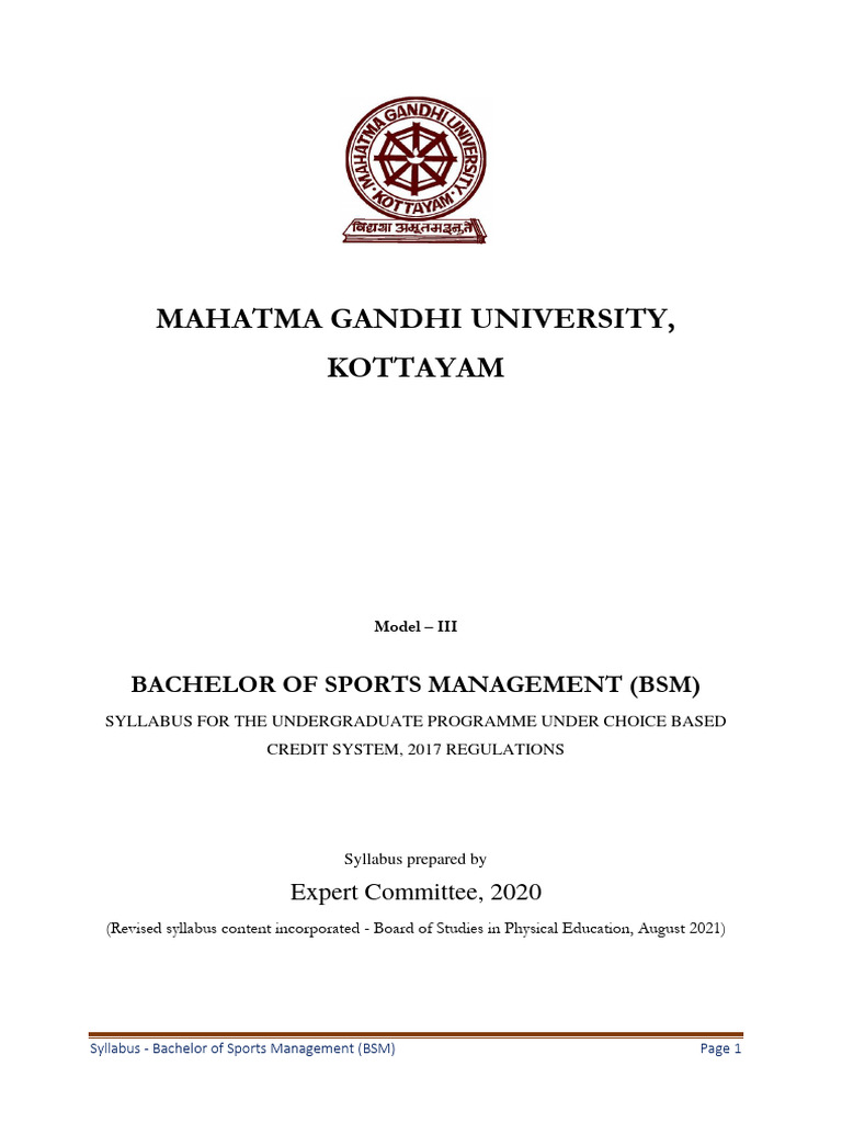 SYLLABUS BACHELOR F SPORTS MANAGEMENT Website | PDF | Economics | Human ...