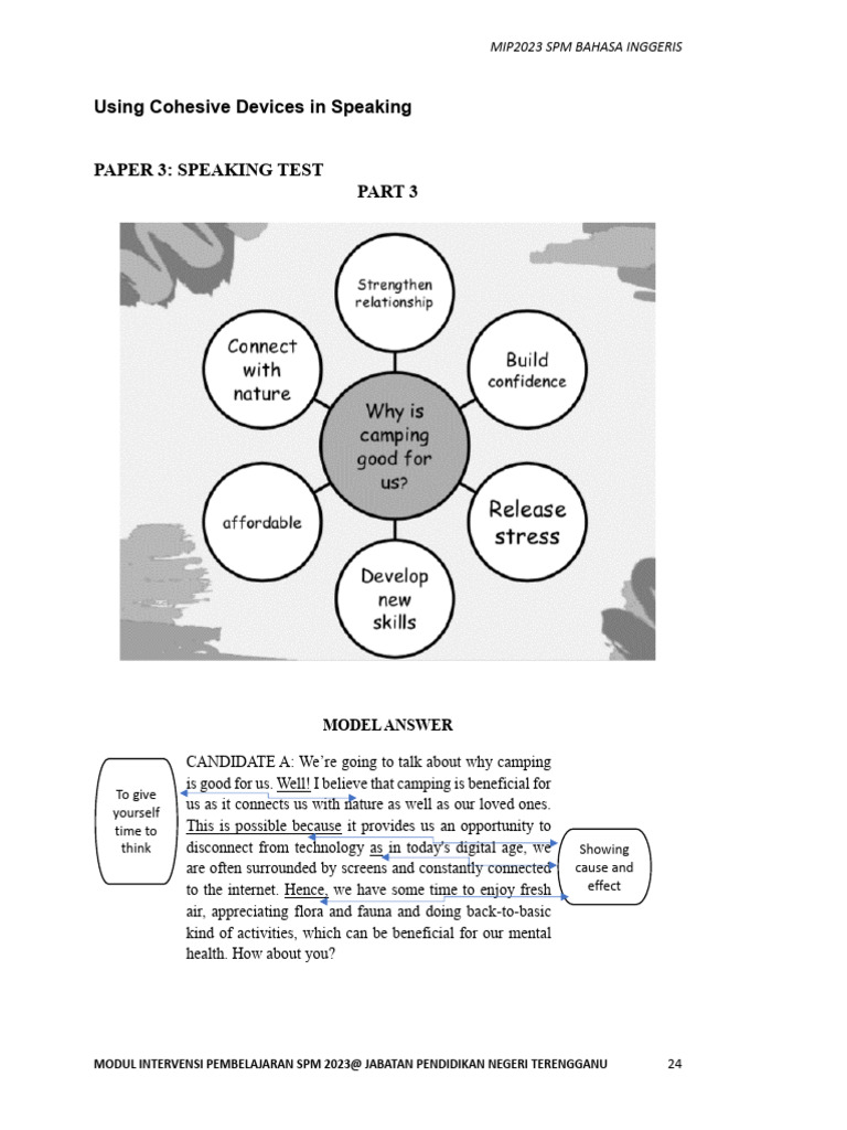 Cohesive Devices in Part 3 Speaking | PDF | Camping | Behavioural Sciences