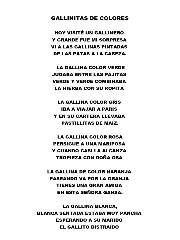 GALLINITAS DE COLORES Poesia | PDF