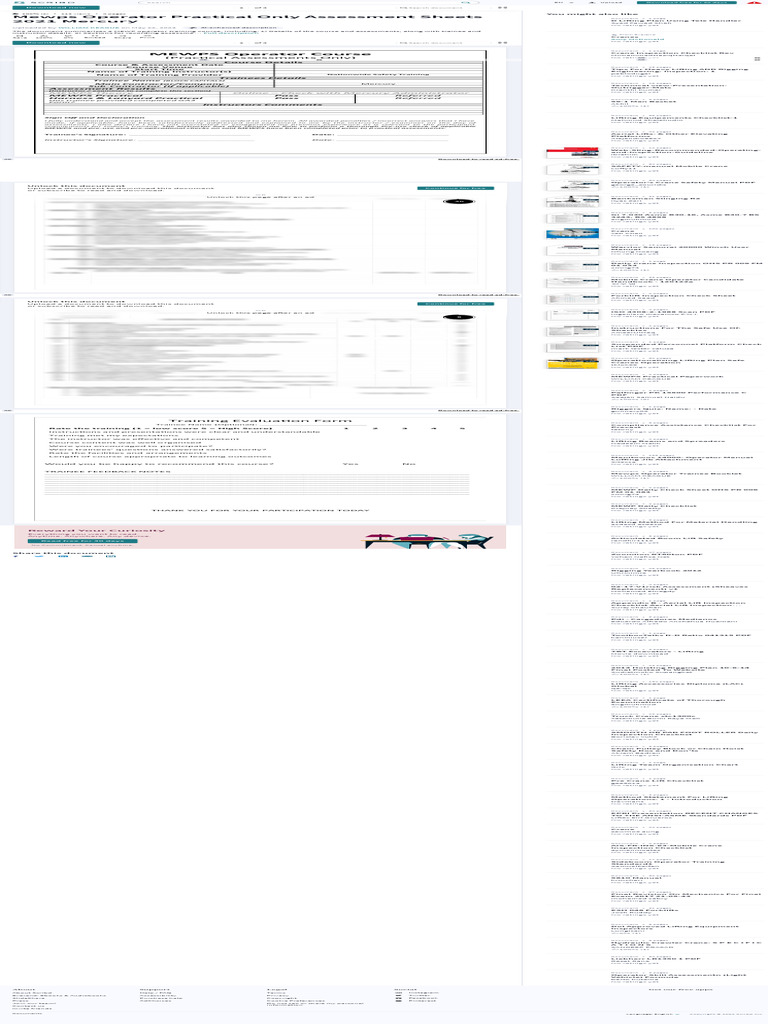MEWP Operator Training Assessment Sheets | PDF | Manufactured Goods ...