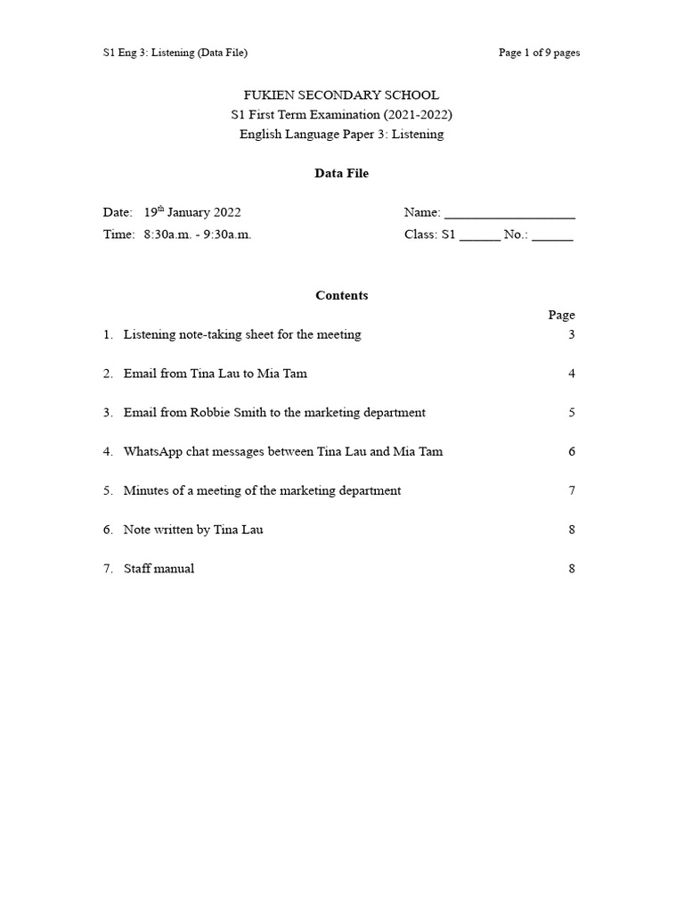 2021-2022 1st Exam Listening (Data File) | PDF 2021-2022 1st Exam Listening (Data File) | PDF