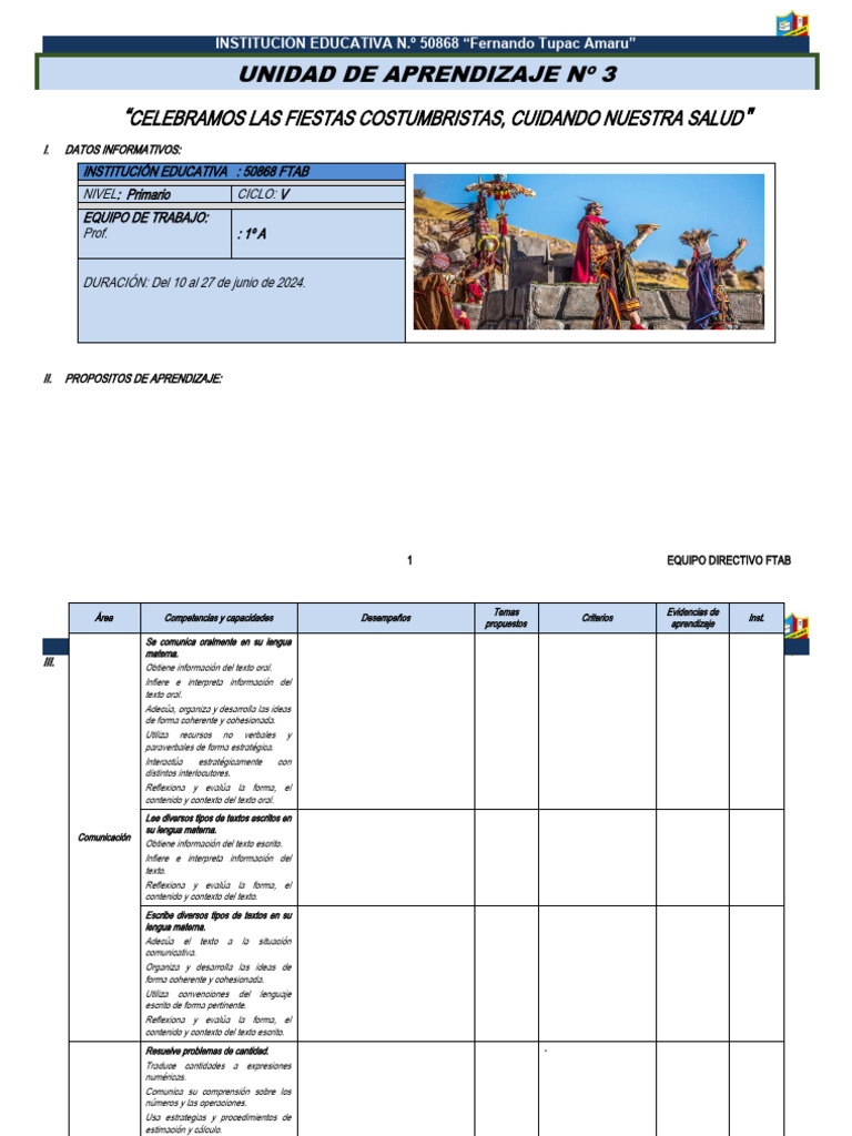 Esquema Unidad de Aprendizaje Junio | PDF | Aprendizaje