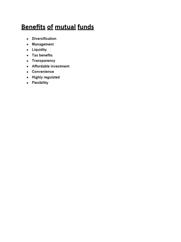 Benefits of Mutual Funds | PDF