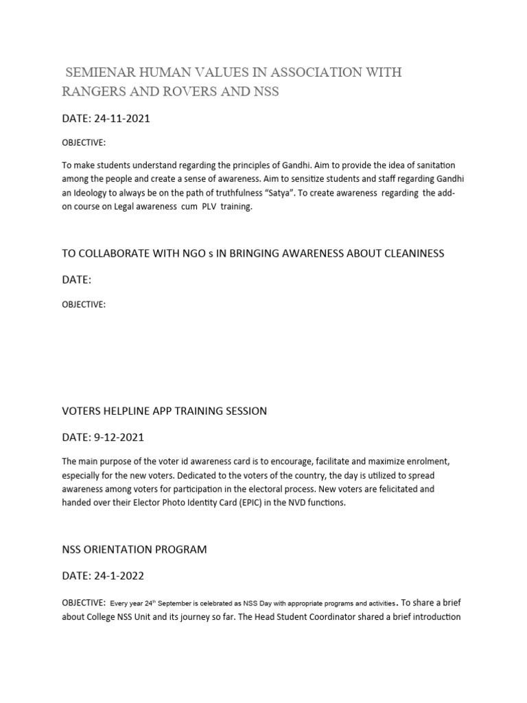 Nss Acitivity in 2021-22 | PDF | Meditation | Yoga