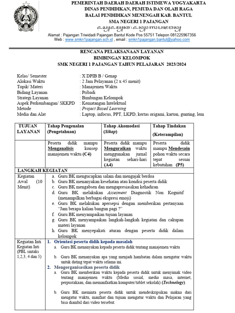 RPL BK Kelompok Manajemen Waktu | PDF