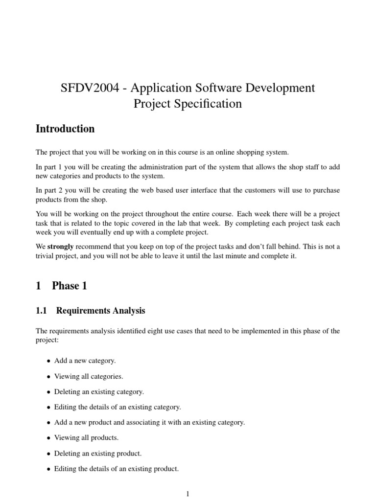 SFDV2004 - Application Software Development Project Specification | PDF | Graphical User ...