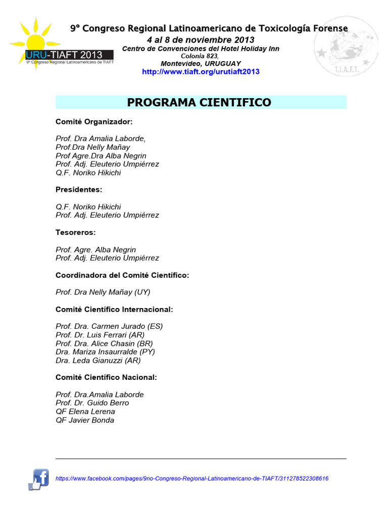 Programa Cientifico Urutiaft2013 | PDF | Ciencia medioambiental | Seguridad y salud ocupacional