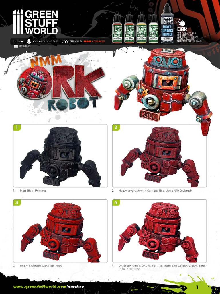 EN-ES-Tutorial-LEVEL ADVANCED-NMM Ork Robot | PDF | Red | Blue
