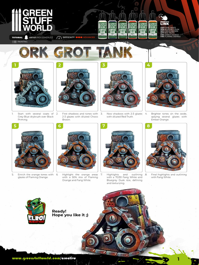 EN-ES-Tutorial-LEVEL ADVANCED-Ork Grot Rank-Painting | PDF