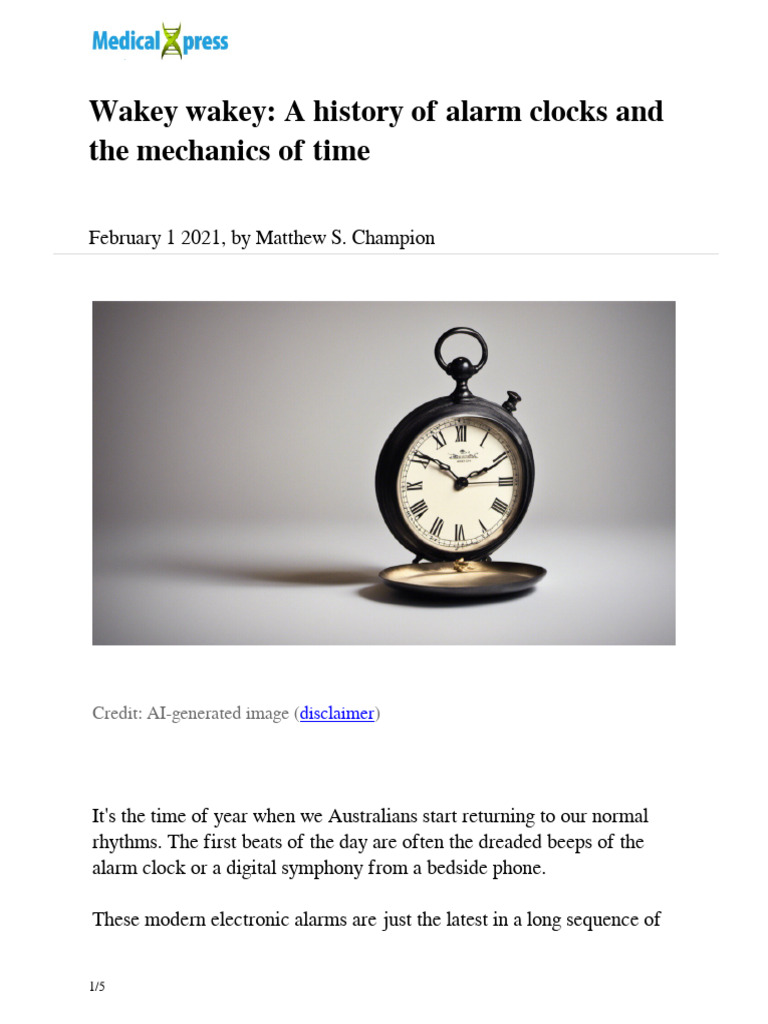 2021 02 Wakey History Alarm Clocks Mechanics | PDF | Clock | Sleep