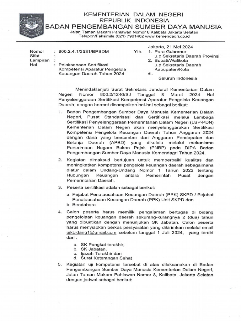 Surat Ujikom Keuda 2024 | PDF