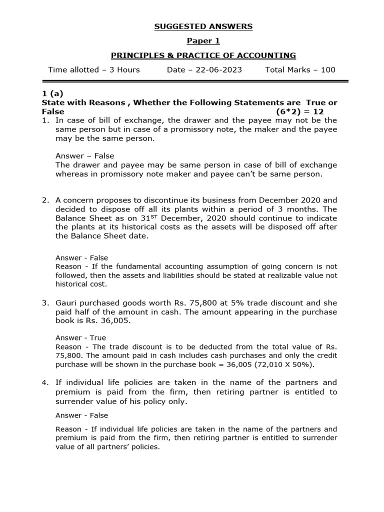 CA-Foundation June 2023 Free Test - SUGGESTED ANSWERS | PDF | Debits ... CA-Foundation June 2023 Free Test - SUGGESTED ANSWERS | PDF | Debits ...