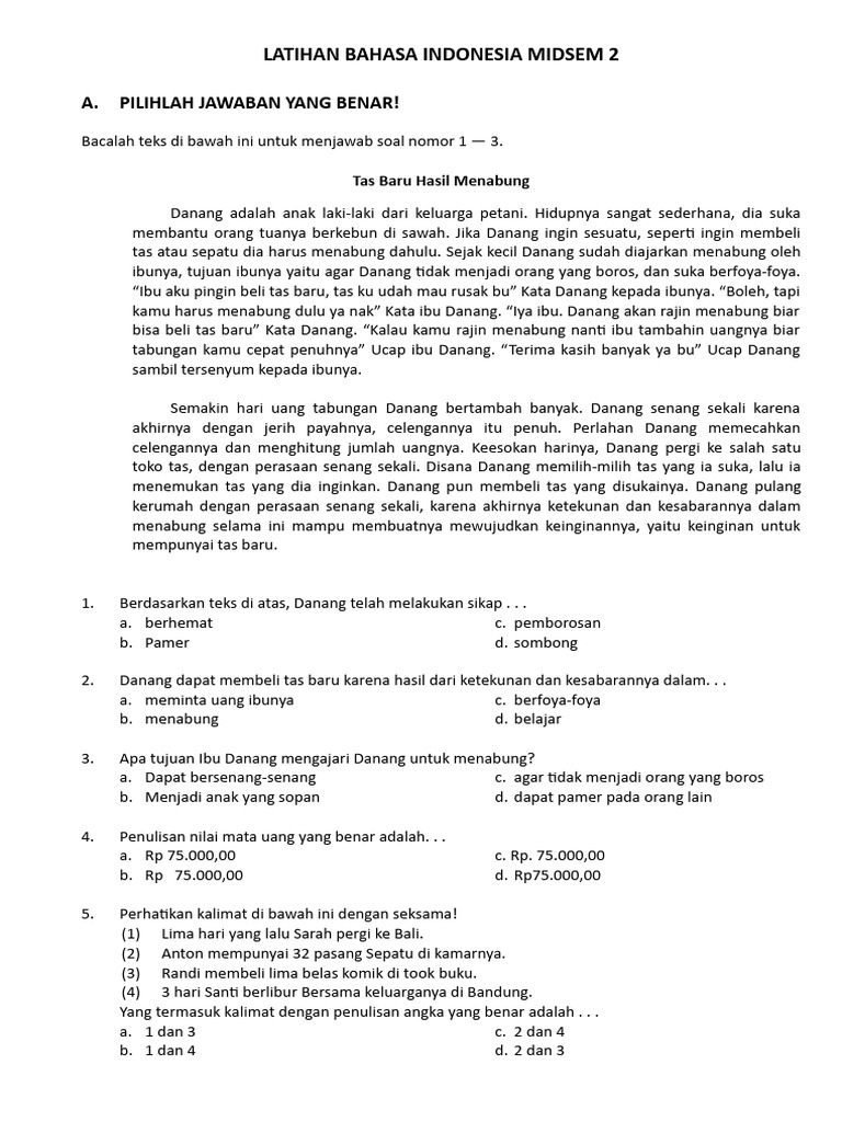 Latihan Bindo Midsem 2 | PDF