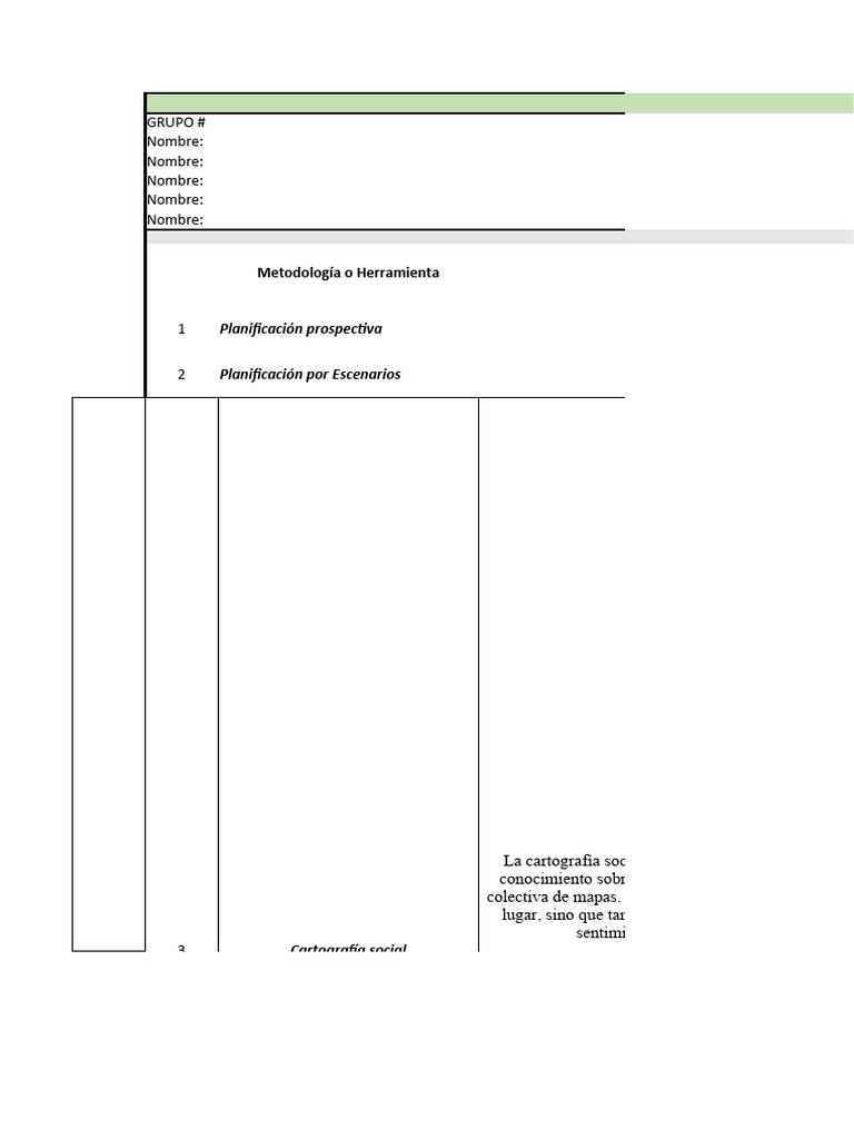 Matriz 2 - Distinción de Herramientas Metodológicas | PDF | Cartografía ...