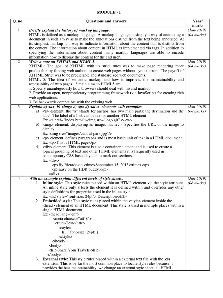 WEB Module 1 - Answers | PDF | Html | Html Element WEB Module 1 - Answers | PDF | Html | Html Element