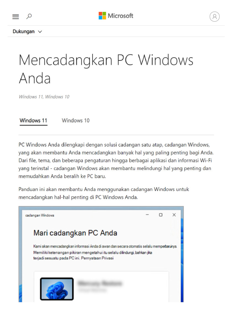 Screencapture Support Microsoft Id Id Windows Mencadangkan PC Windows Anda 2024 06 12 05 - 54 ...