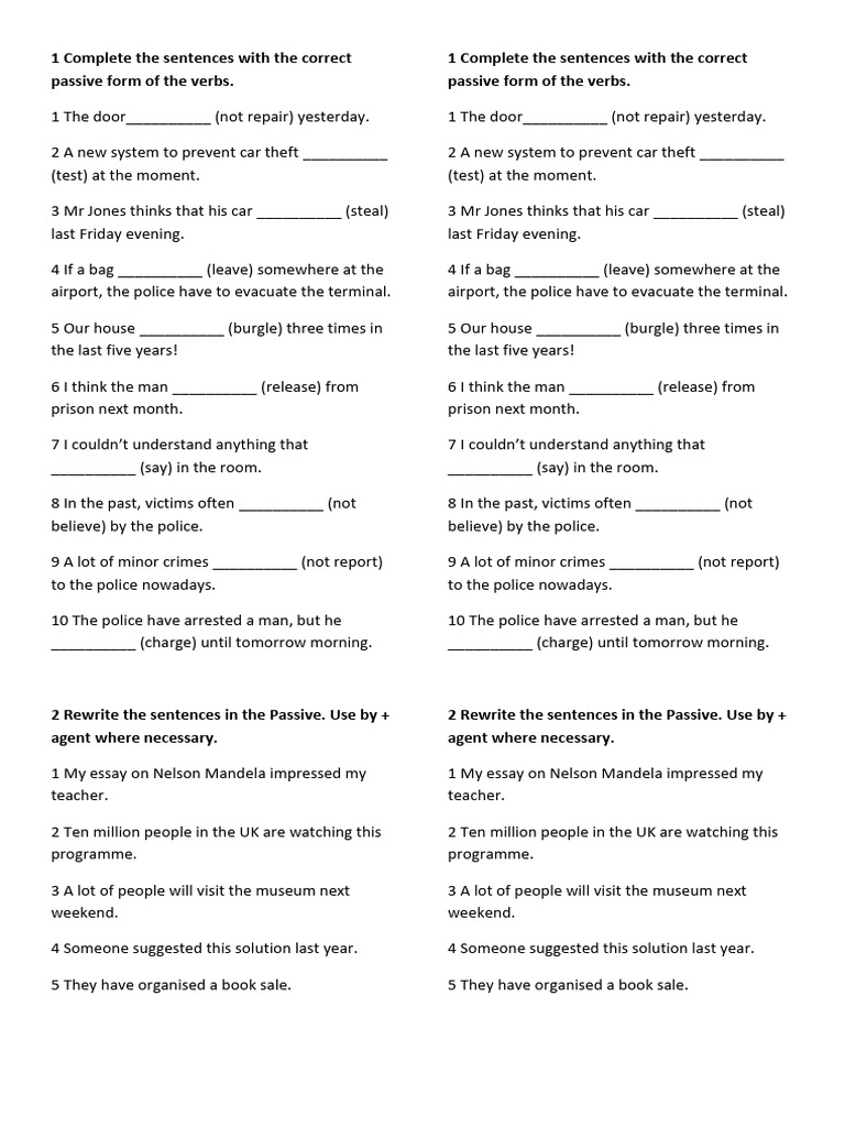Passive Voice Practice | PDF | Police | Grammar