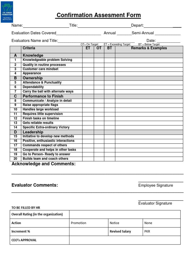 Confirmation Assesment Form | PDF
