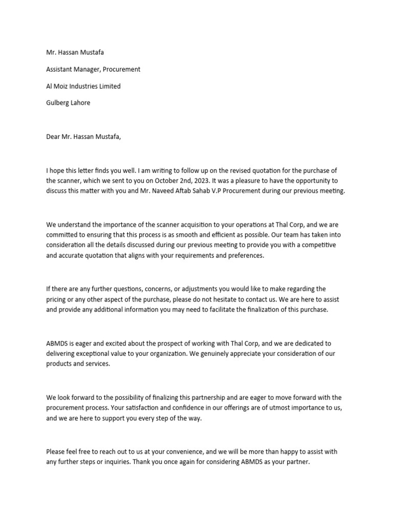 thal revised quotation | PDF