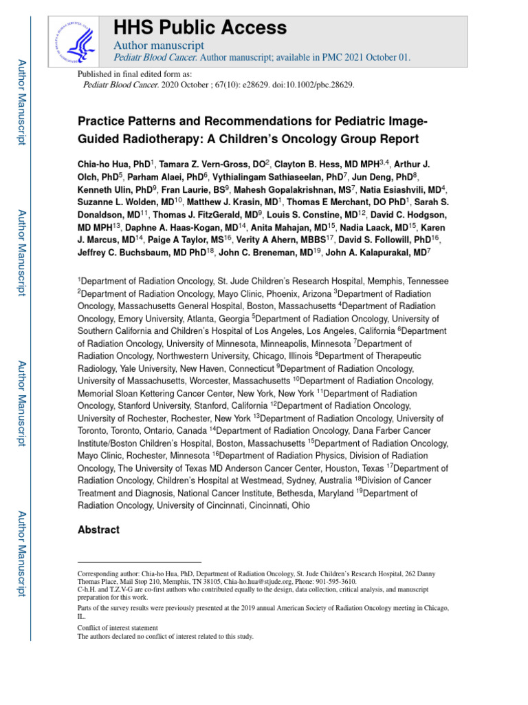 2020 - Practice Patterns and Recommendations For Pediatric Image-Guided ...