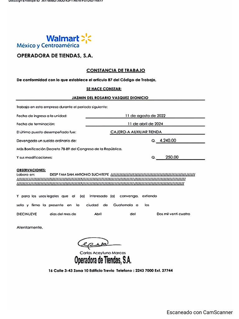 Constancia Laboral | PDF