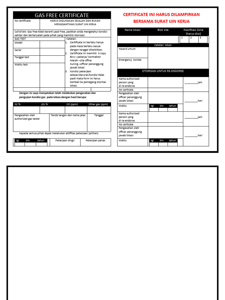 Gas Free Certificate Bonny | PDF