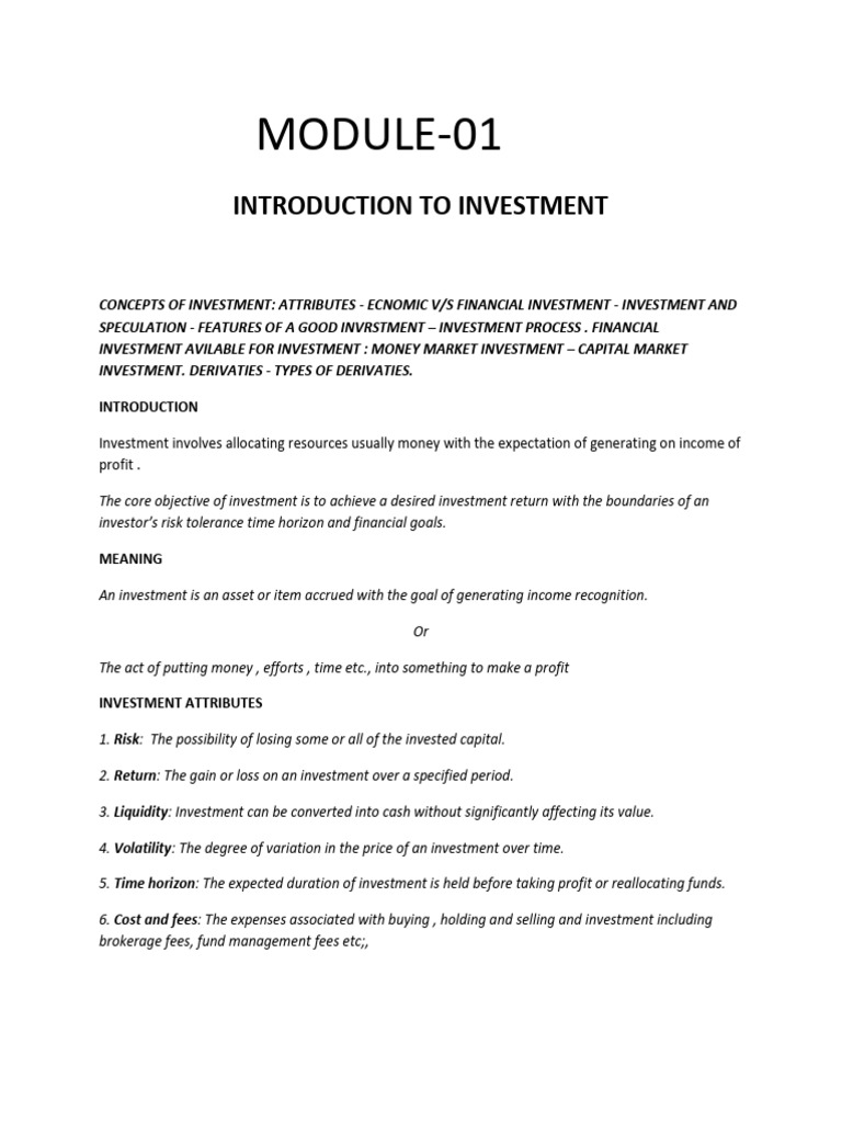 Microsoft Word - MODULE 1.1 | PDF | Derivative (Finance) | Investing