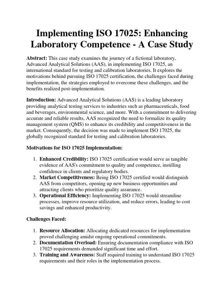 ISO 17025 Implementation Case Study | PDF | Quality Management ...