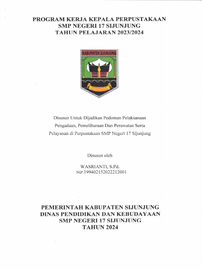 Program Kerja Kepala Pustaka Wasrianti | PDF