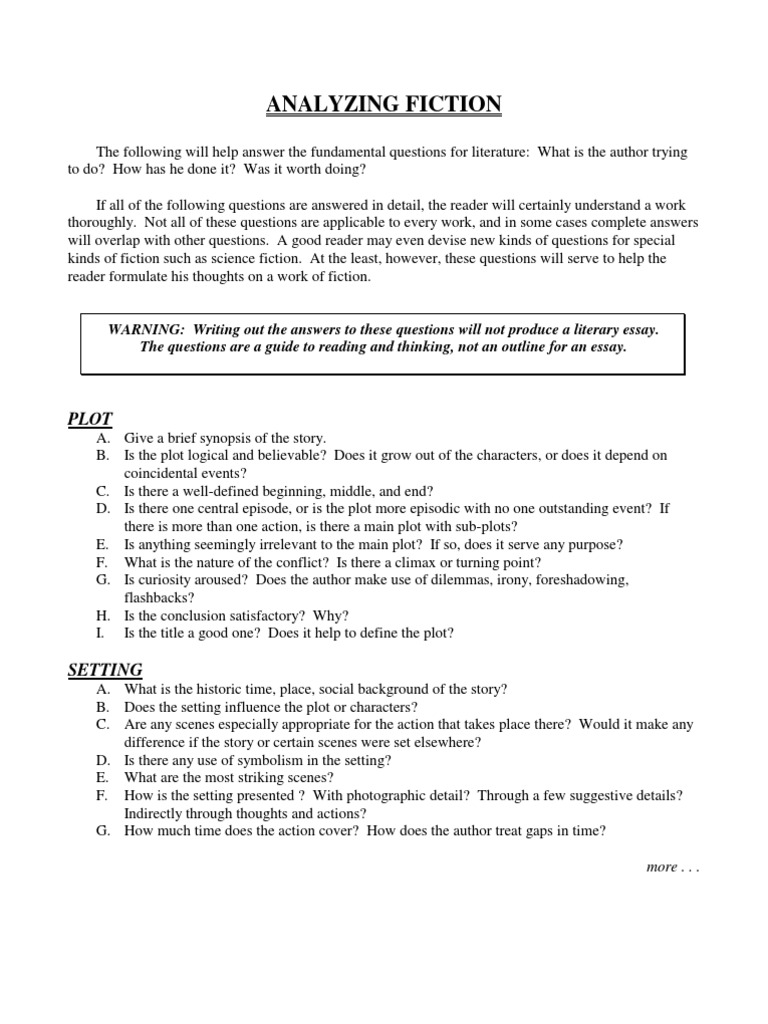Analyzing Fiction | PDF | Plot (Narrative) | Narration