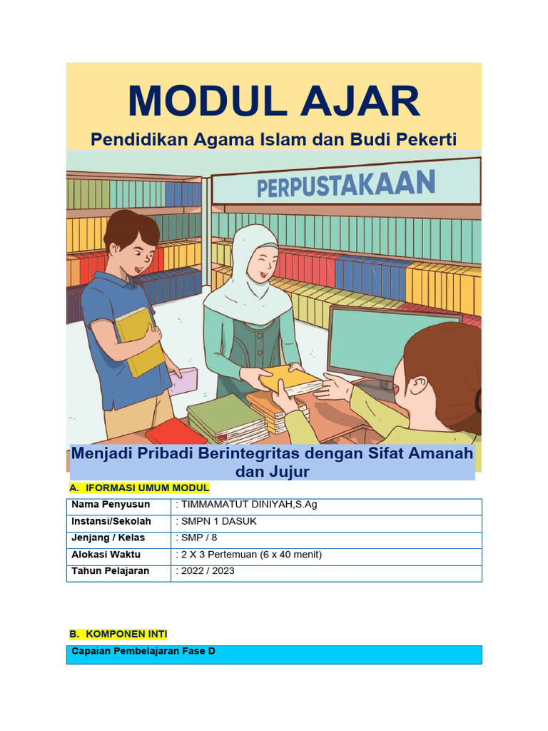 MA Bab 3 Menjadi Pribadi Berintegritas Dengan Sifat Amanah Dan Jujur | PDF