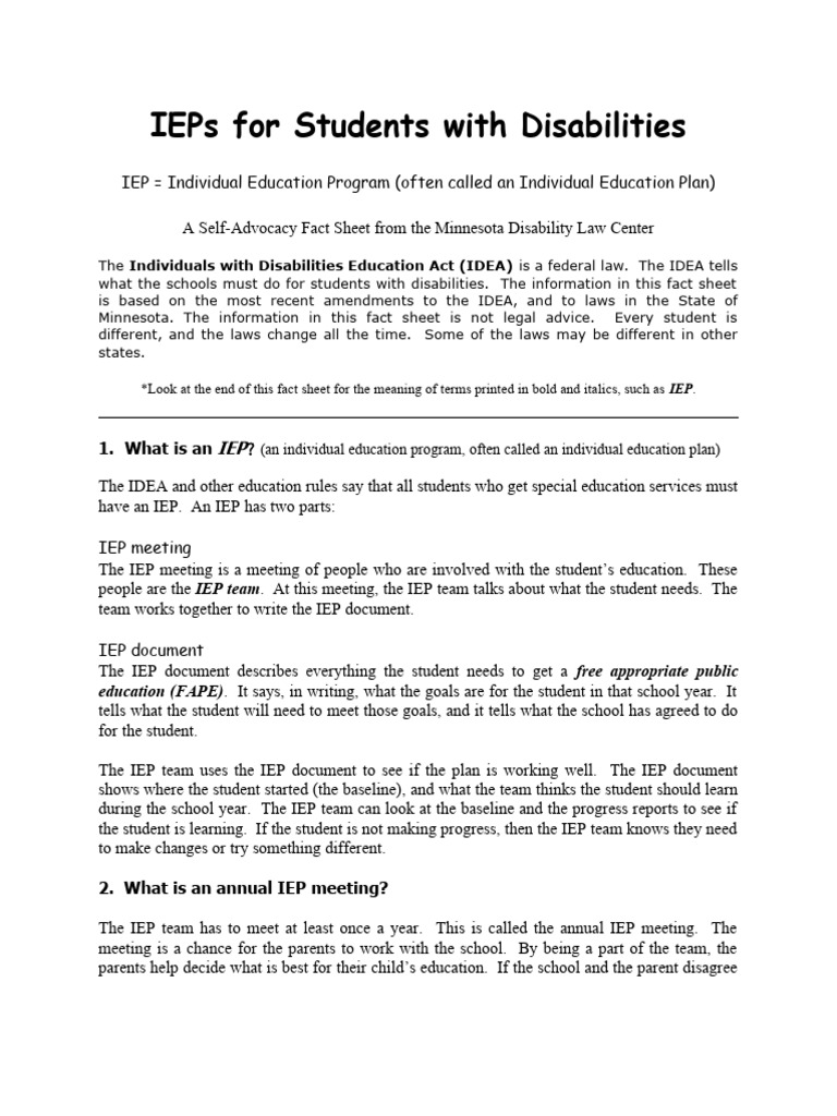 IEP for Students | Download Free PDF | Individualized Education Program ...