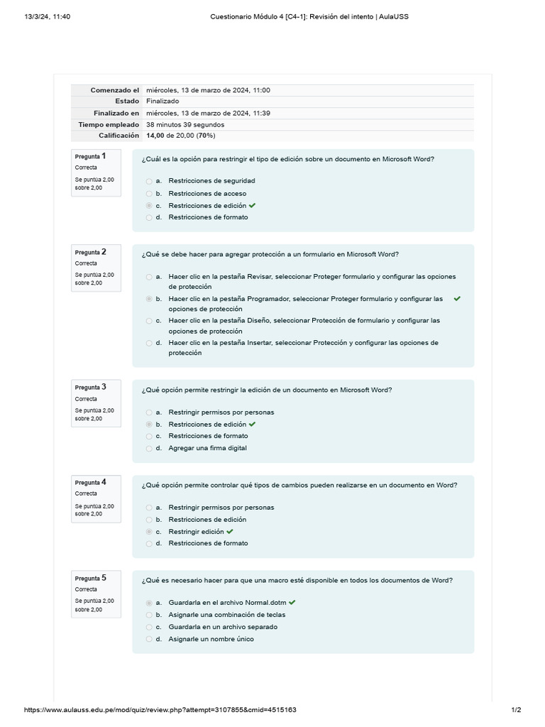 Cuestionario Módulo 4 [C4-1]_ Revisión del intento _ AulaUSS | PDF | Macro (informática ...