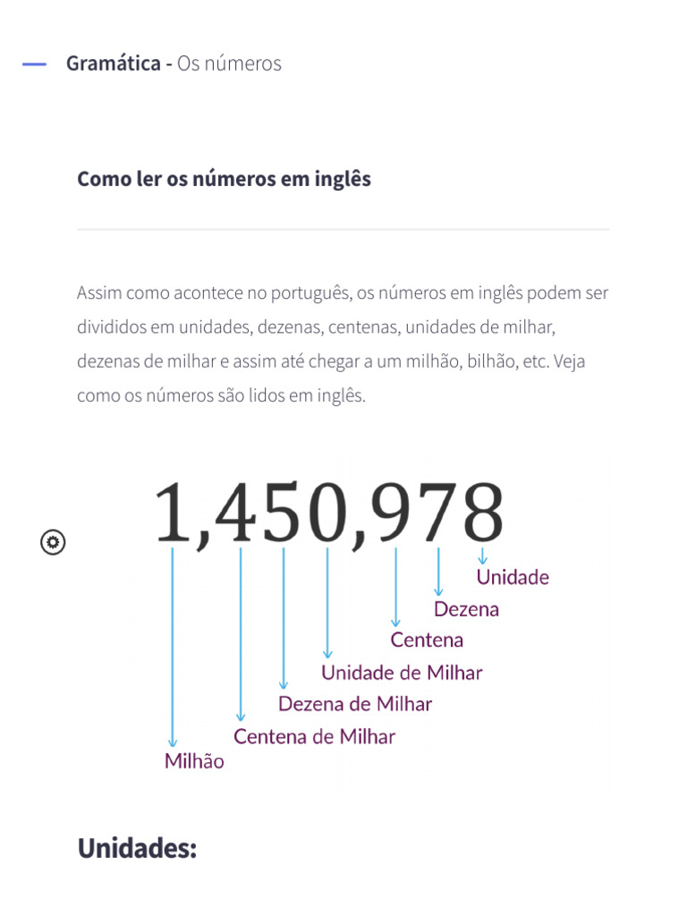 Como Ler Os Números em Inglês - Gramática - GCFGlobal Idiomas | PDF ...