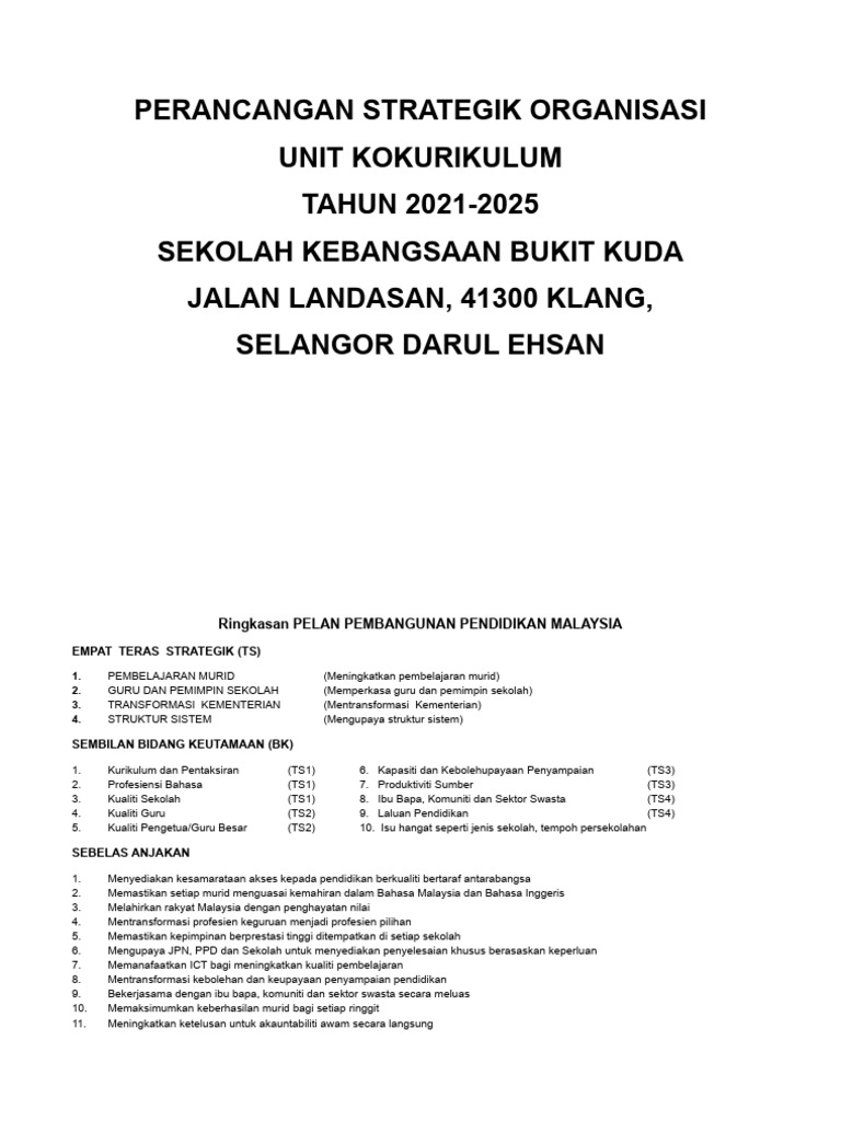 Pso Kokurikulum 2021 2025 | PDF