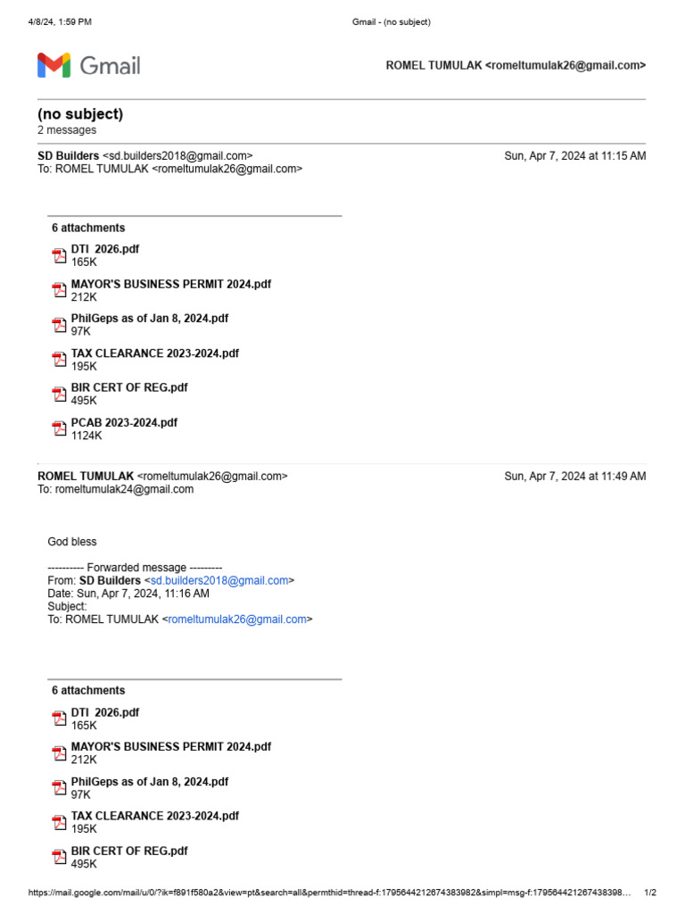 Gmail - (No Subject) | PDF